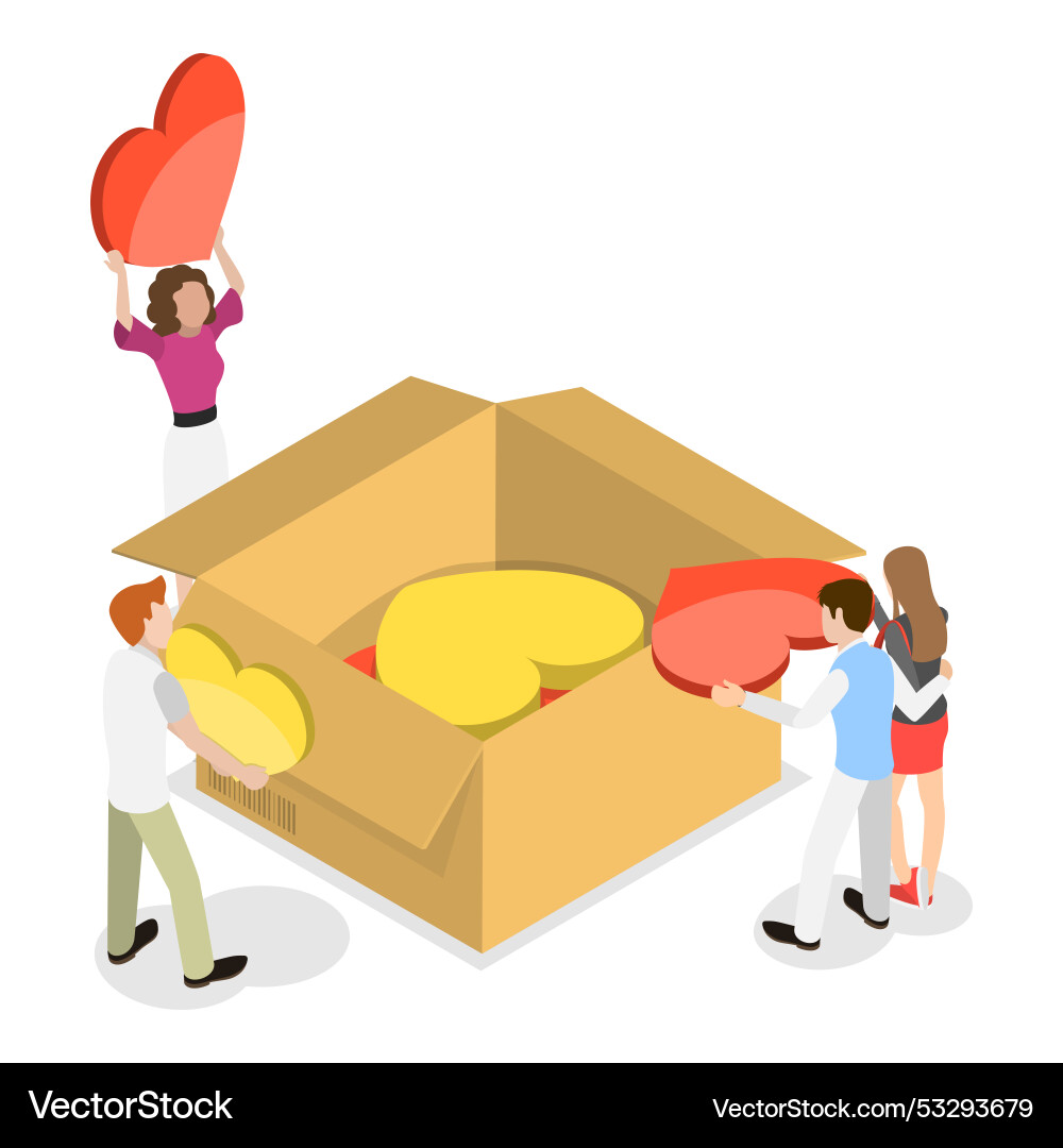 3d isometric flat of charity Royalty Free Vector Image