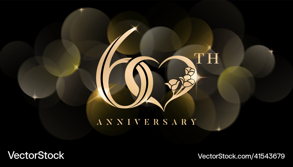 60th anniversary symbol with love or heart Vector Image
