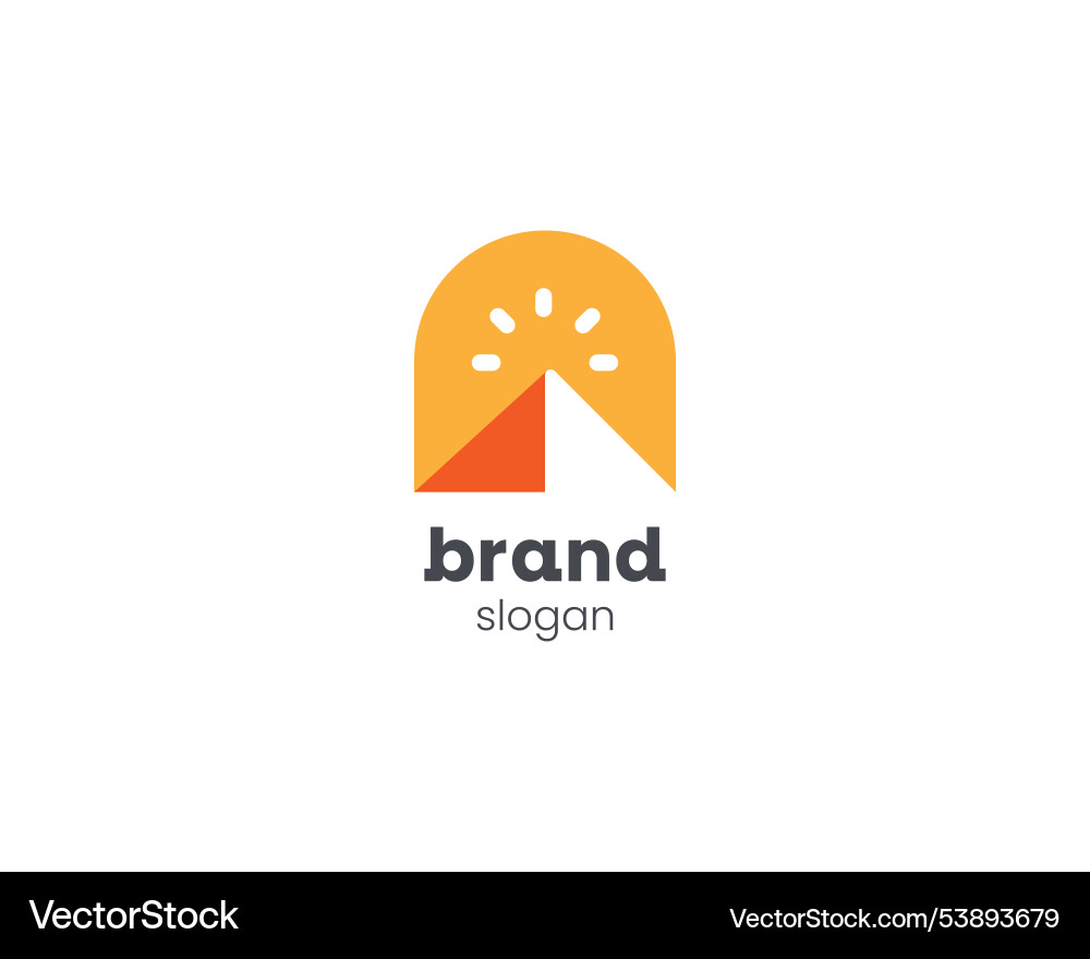 Creative pyramid with sun logo Royalty Free Vector Image