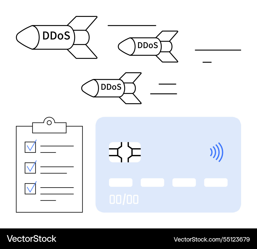 Cybersecurity risks with ddos attacks financial Vector Image