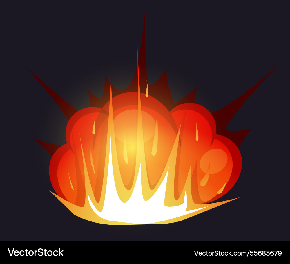 Explosion fire red blaze explode weapon comic Vector Image