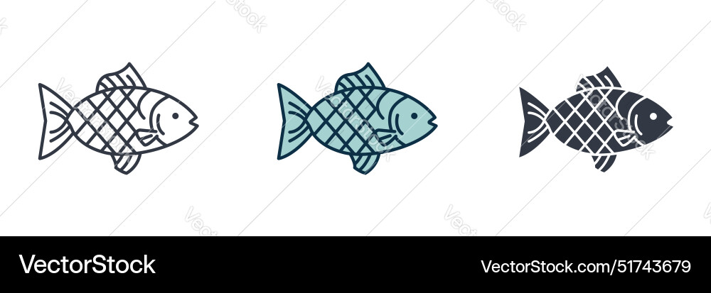 Fish icon symbol isolated on white background Vector Image