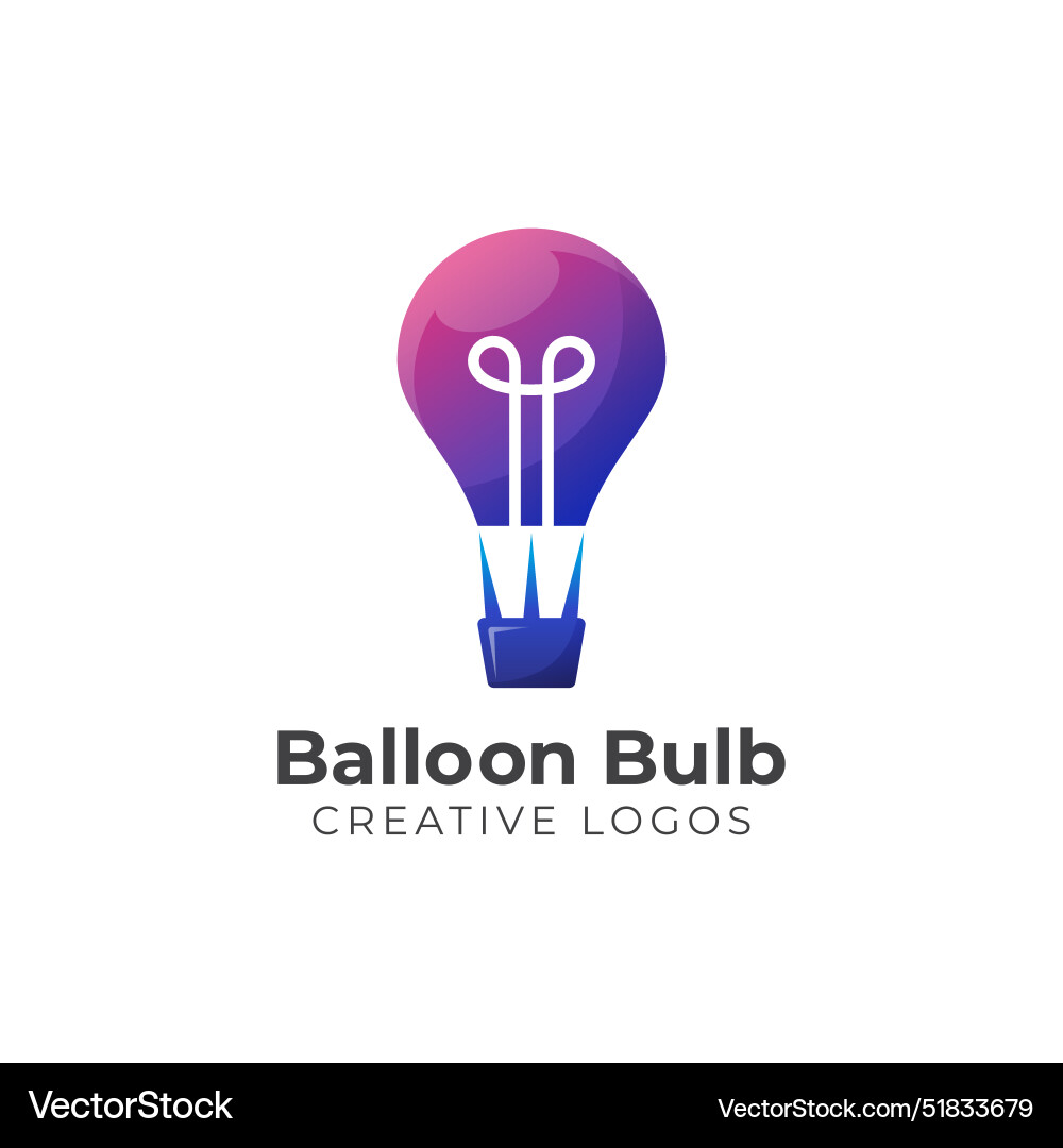 Gradient logos of creative balloon with bulb Vector Image