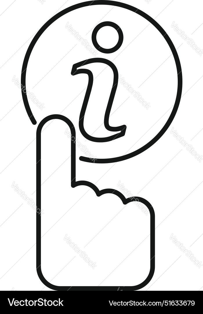 Hand pointing info icon information desk help Vector Image