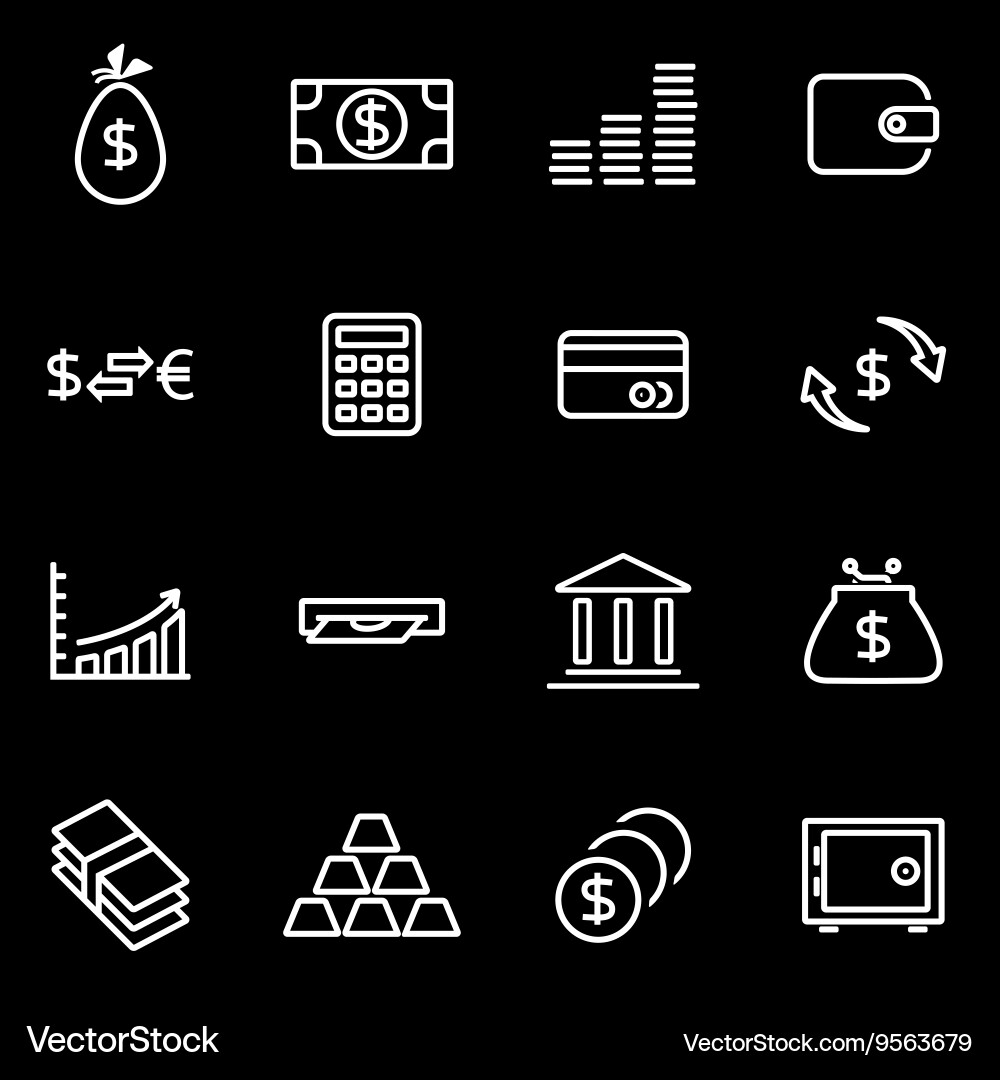 Line money icon set Royalty Free Vector Image - VectorStock