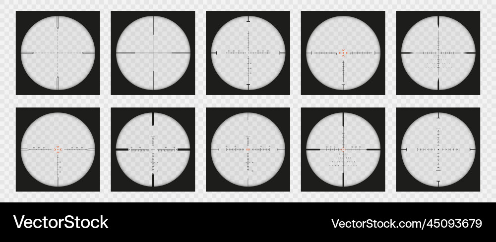 Optical sight view sniper scope pov overlay Vector Image