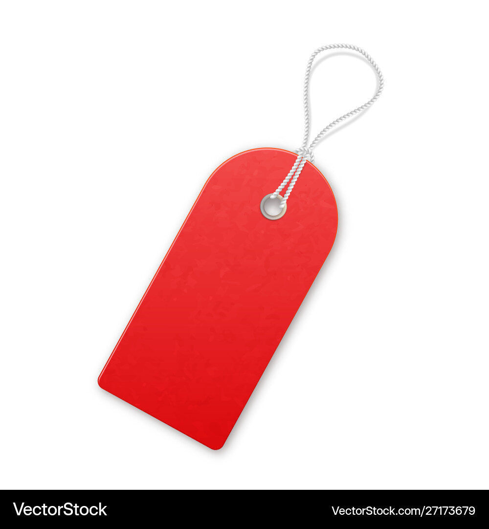 Red realistic textured sell tag with rope Vector Image