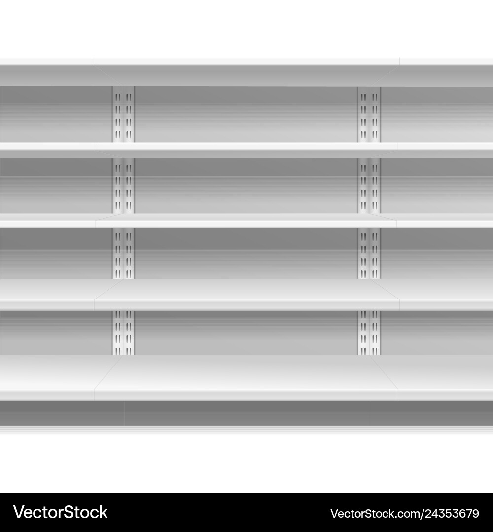 Retail shelves white supermarket rack Royalty Free Vector