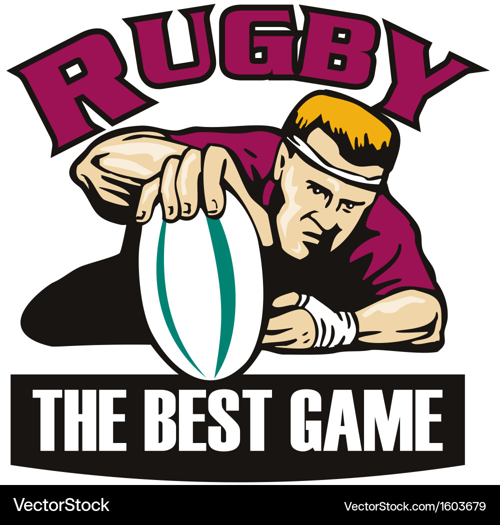 Rugby player grounding ball for try Royalty Free Vector