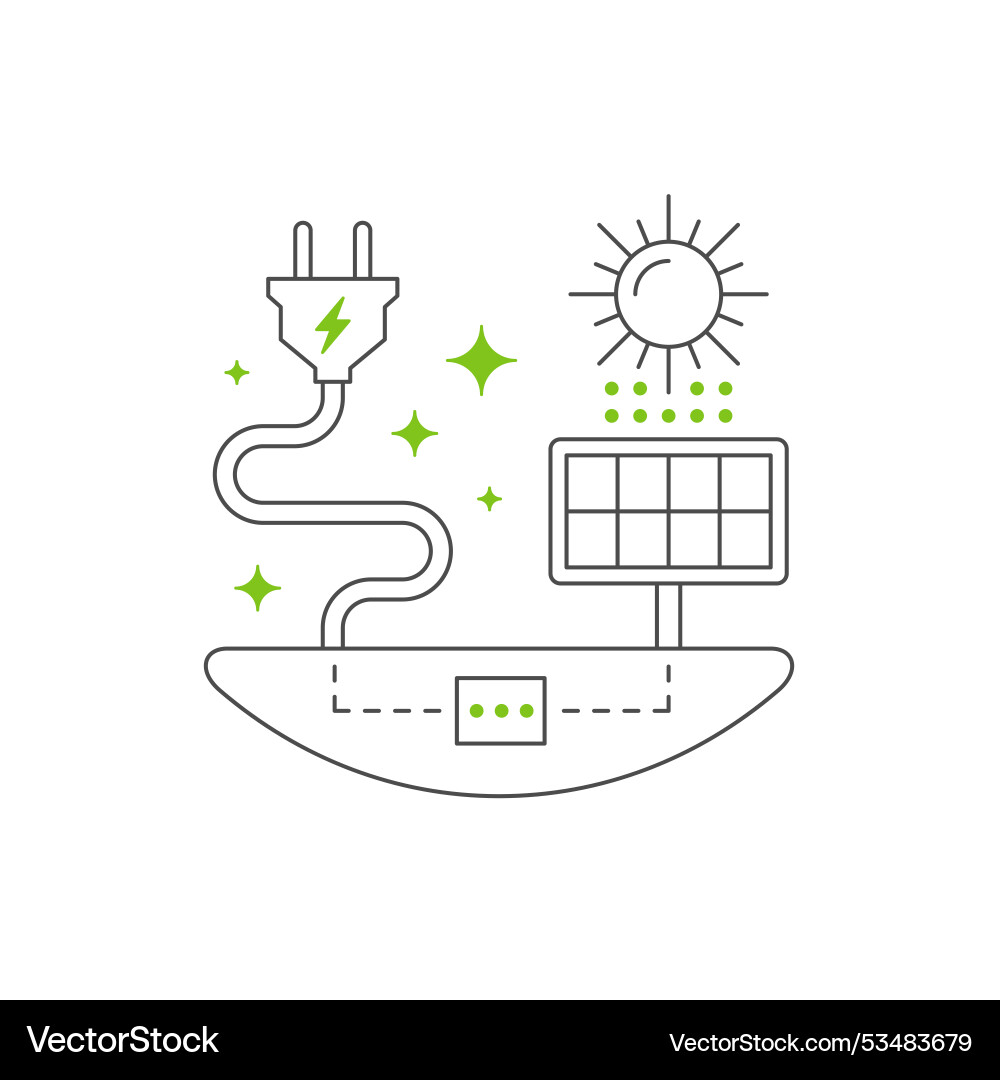 Solar energy line outline concept Royalty Free Vector Image