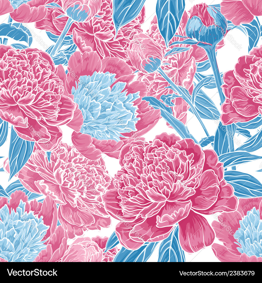Vintage floral seamless pattern with peonies Vector Image