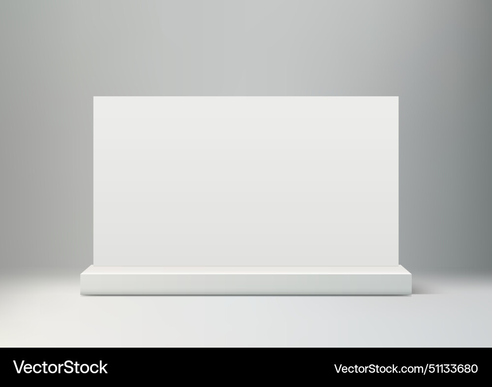 3d realistic white platform with white rectangle Vector Image