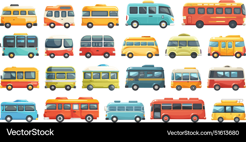 Cartoon City Buses & Vehicles Royalty Free Vector Image