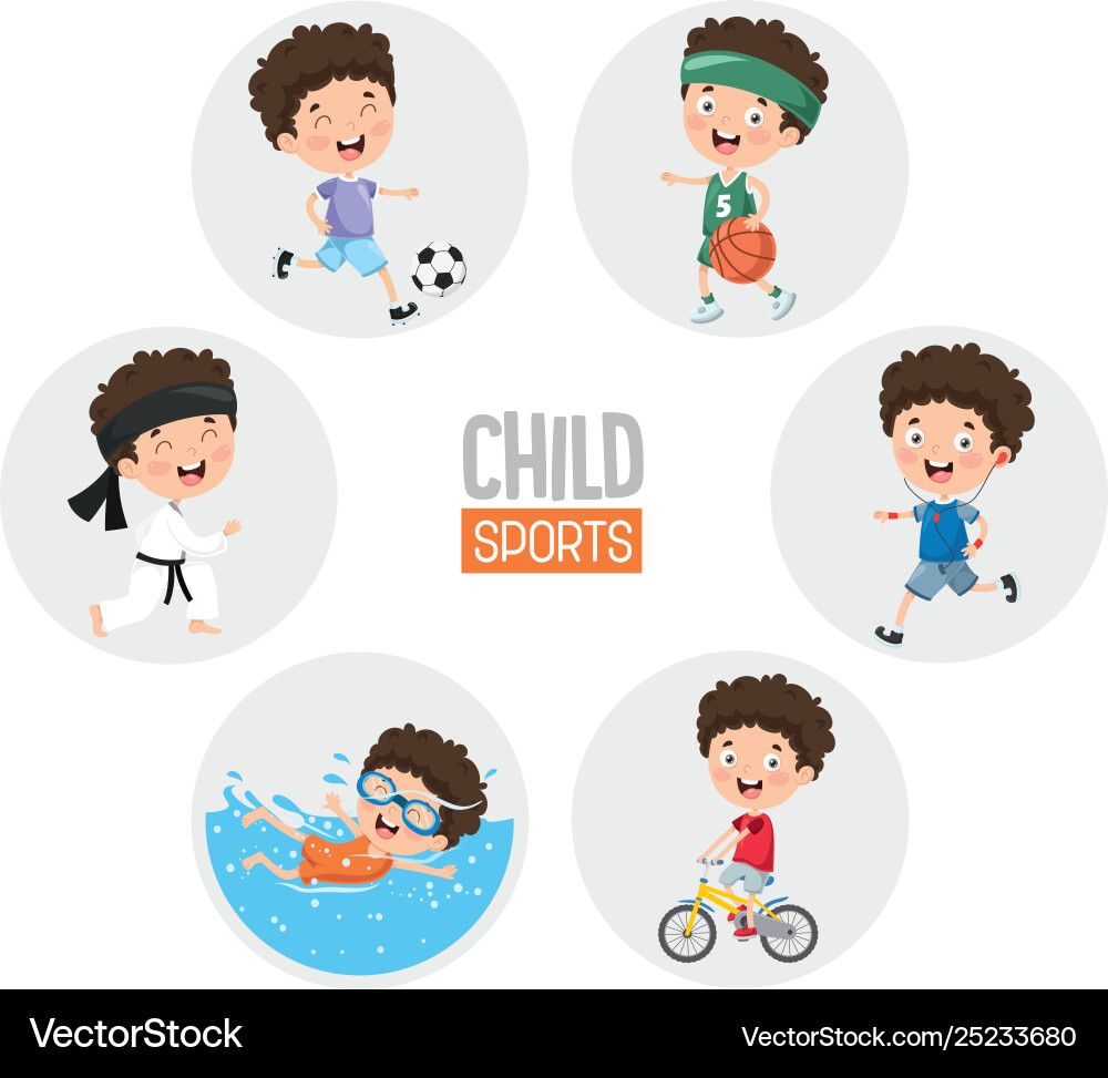 Child sports Royalty Free Vector Image - VectorStock