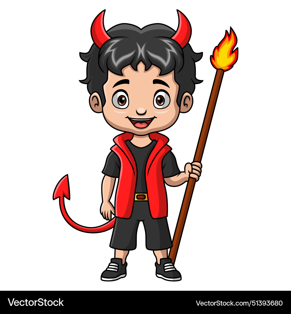Cute boy cartoon wearing costume devil Royalty Free Vector