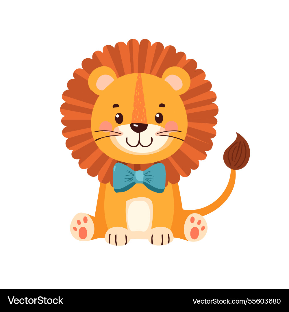 Cute lion with bow tie Royalty Free Vector Image