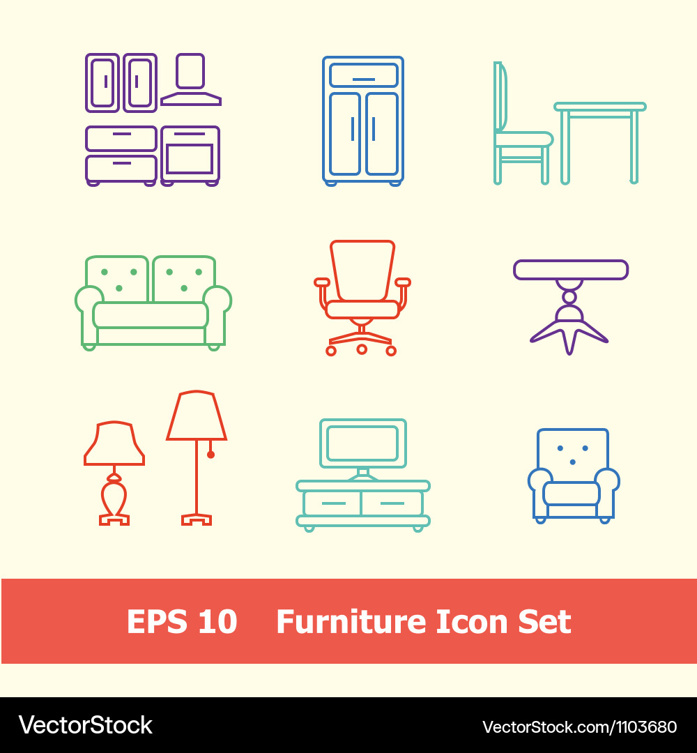 Furniture icon set Royalty Free Vector Image - VectorStock