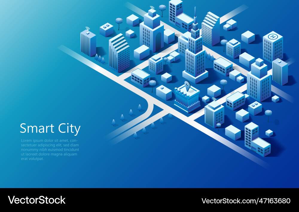 Isometric smart city design concept business Vector Image