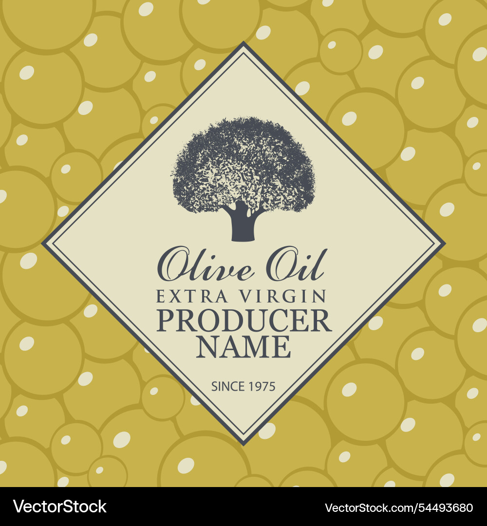 Label for extra virgin olive oil with tree Vector Image