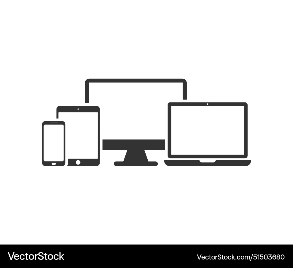 Monitor phone and tablet icon template Royalty Free Vector