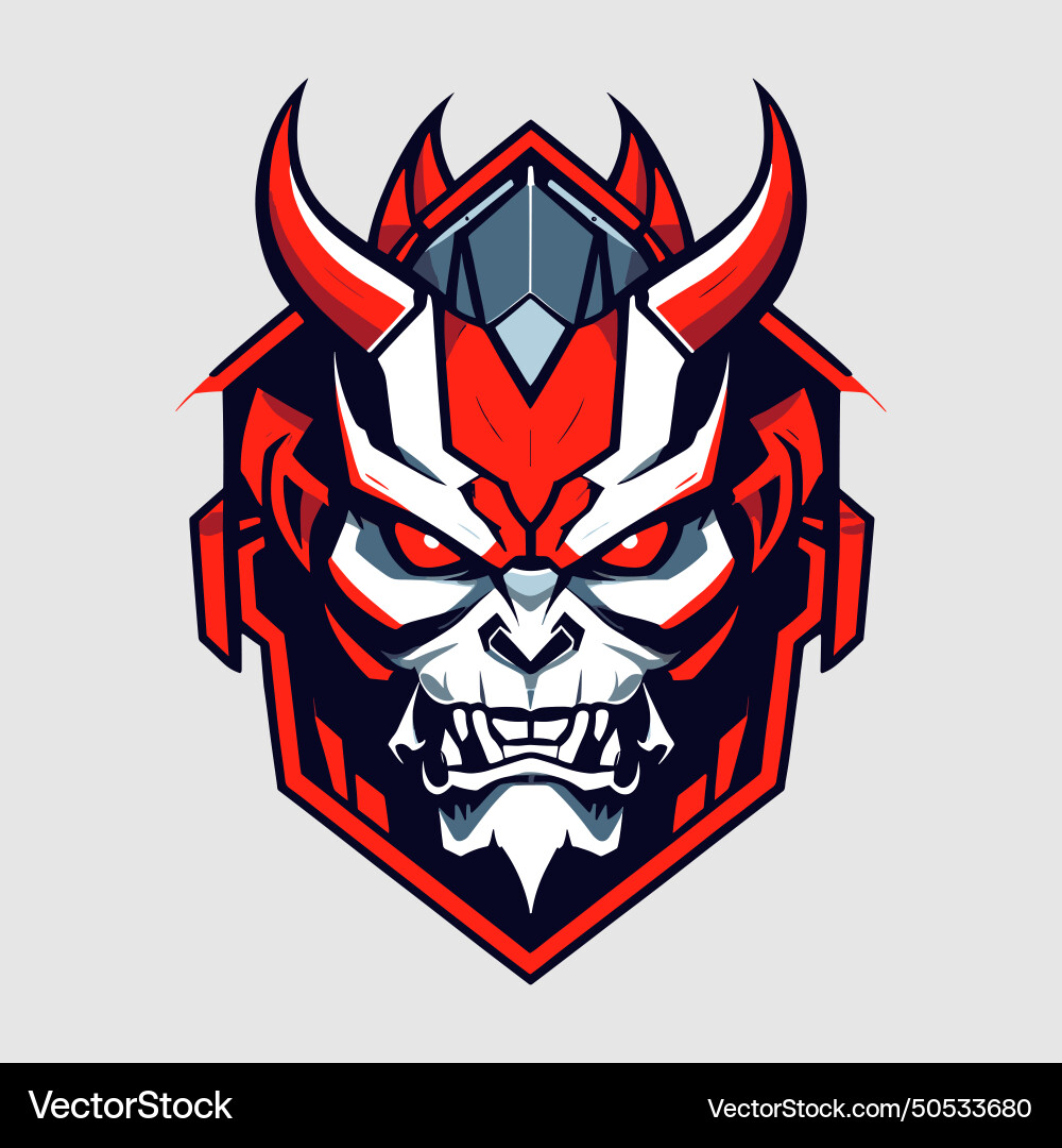 Oni devil mask head Royalty Free Vector Image - VectorStock