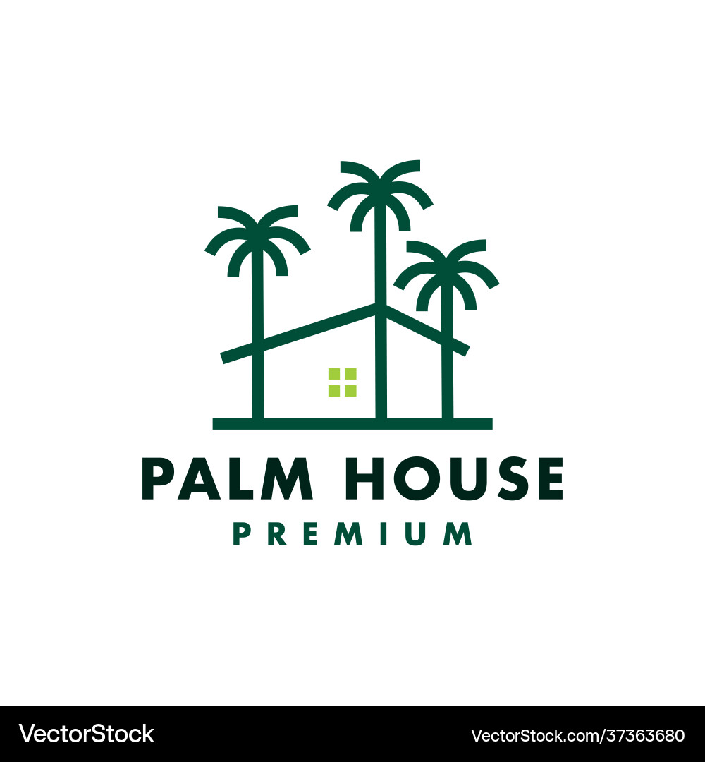 Palm tree house logo icon Royalty Free Vector Image