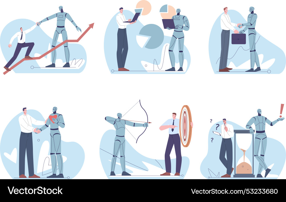 Robot and people robots vs business person Vector Image