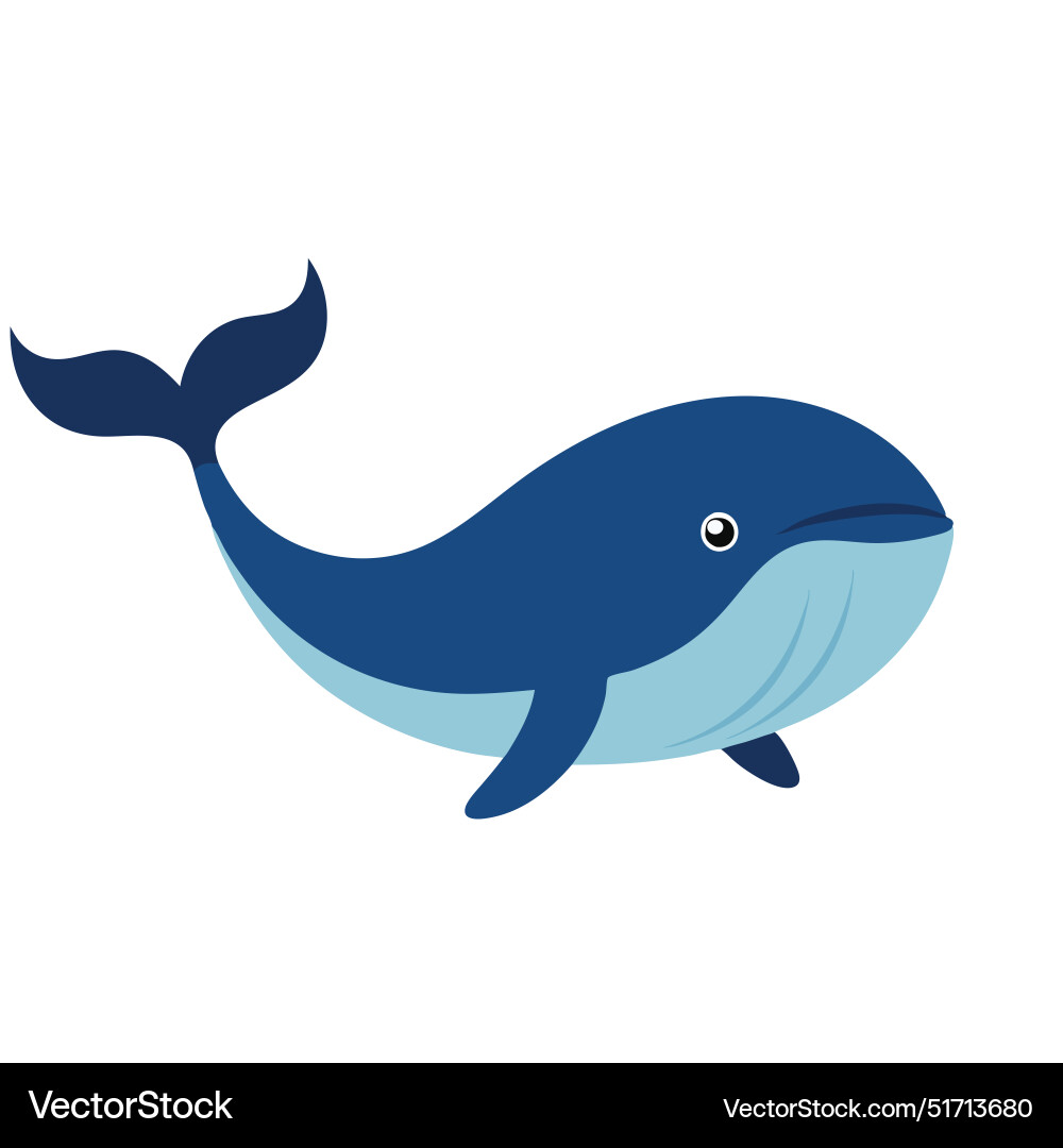 Whale animal isolated flat on white background Vector Image