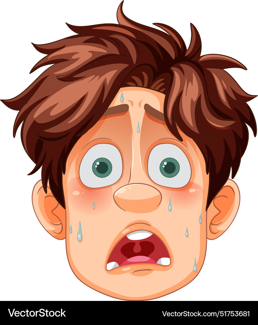 A shocked expression with sweat drops Royalty Free Vector