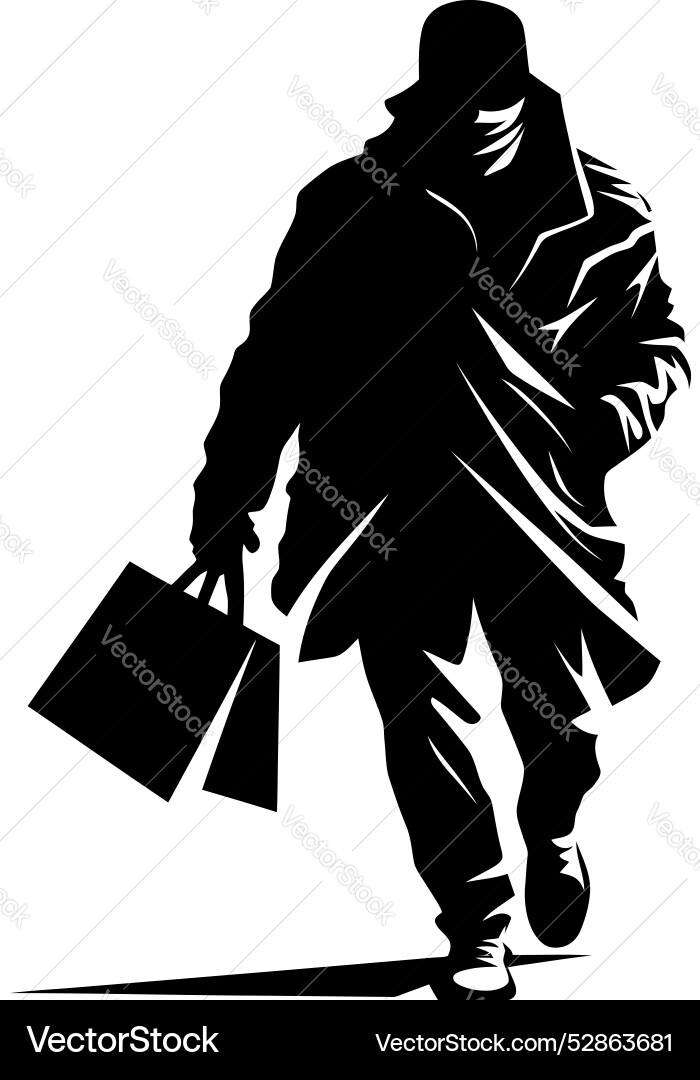 Caper cargo robber with stolen goods icon sackful Vector Image