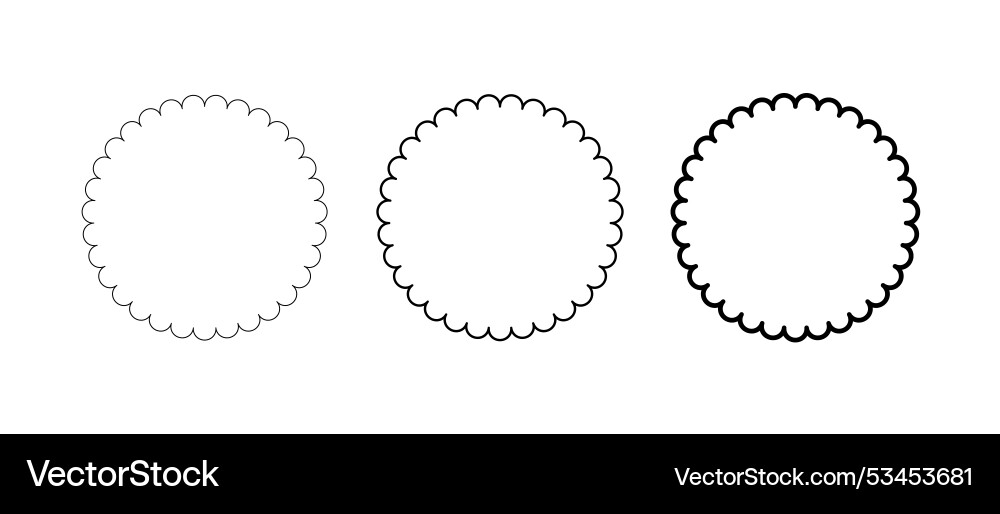 Circle scalloped frame scalloped edge round shape Vector Image