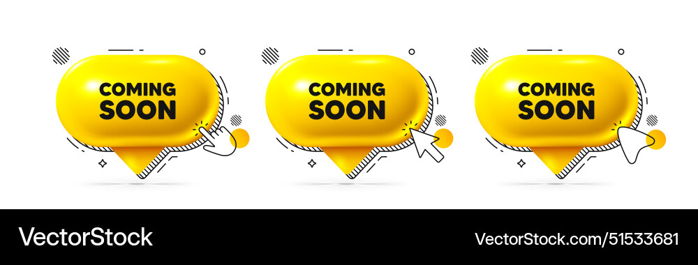 Coming soon tag promotion banner sign chat Vector Image