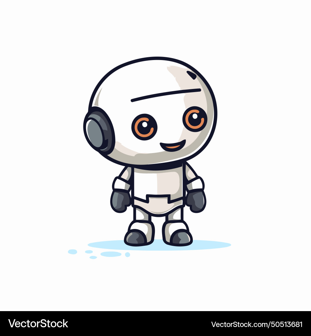 Cute robot cartoon character isolated on white Vector Image