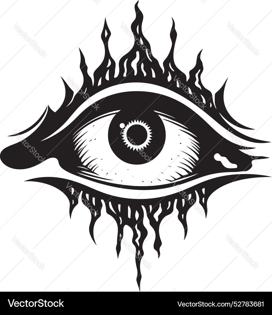Demonic insight devil hand with eyeball inferno Vector Image