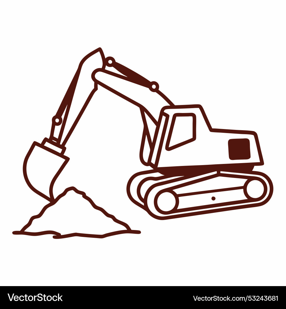 Excavator line drawing Royalty Free Vector Image