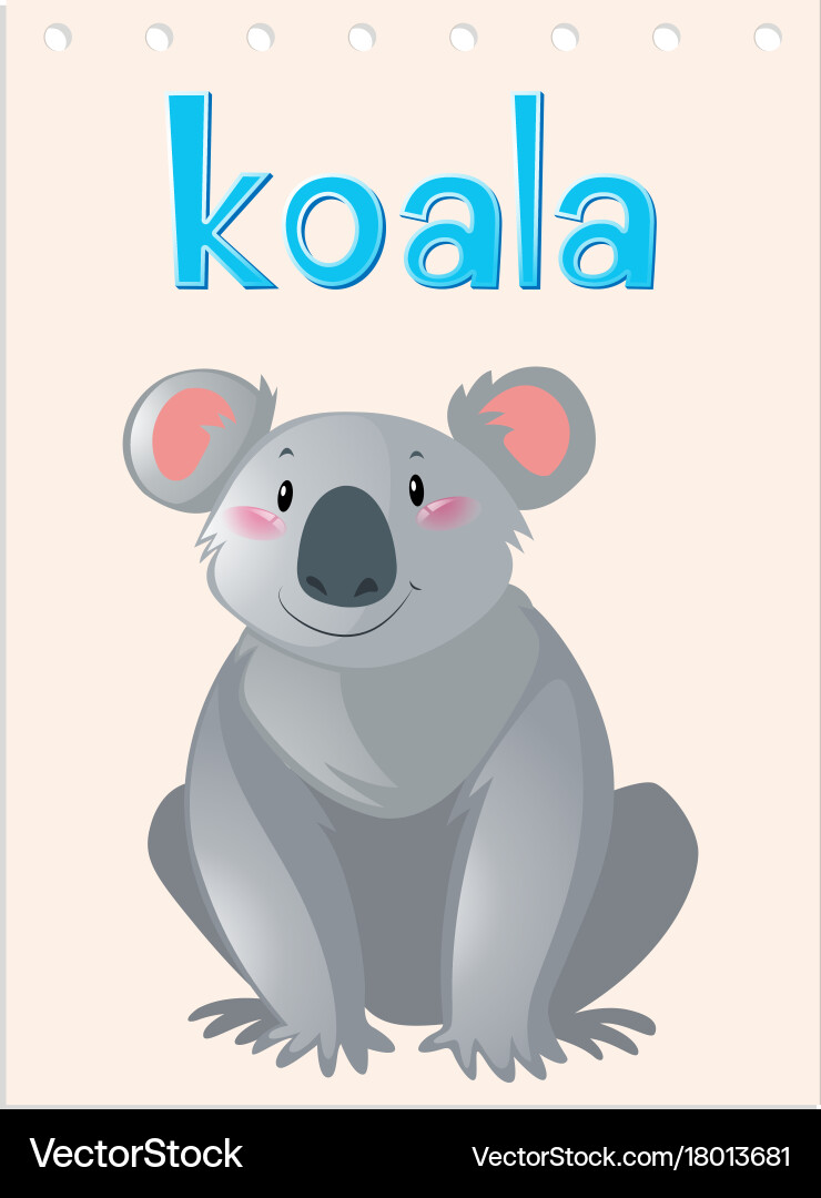 Flashcard animal with koala Royalty Free Vector Image