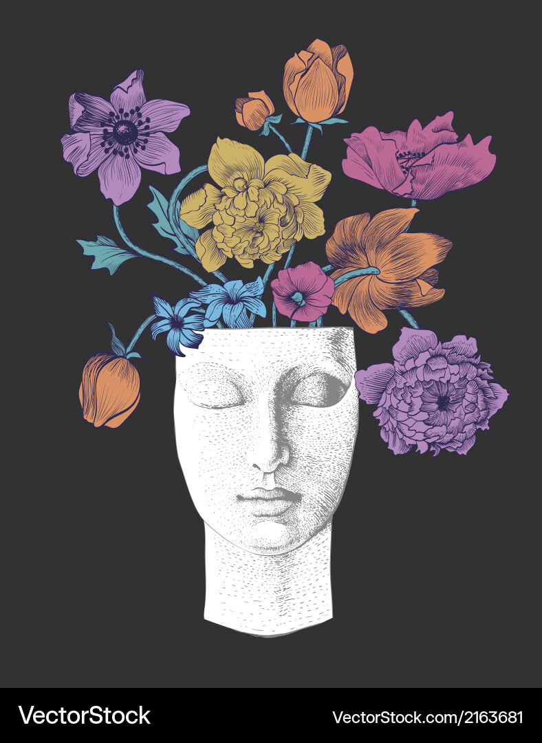 Flowers and decorative vase Royalty Free Vector Image