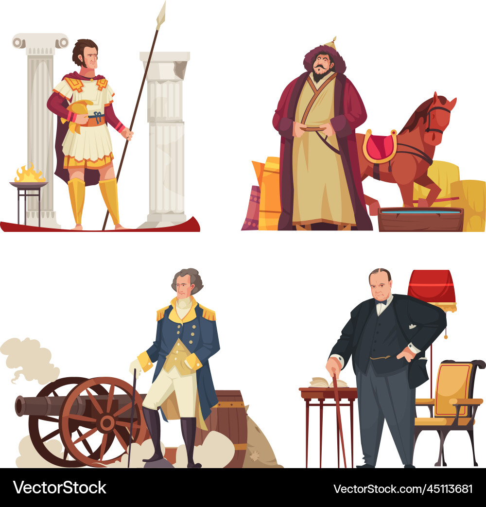 Historical people compositions set Royalty Free Vector Image