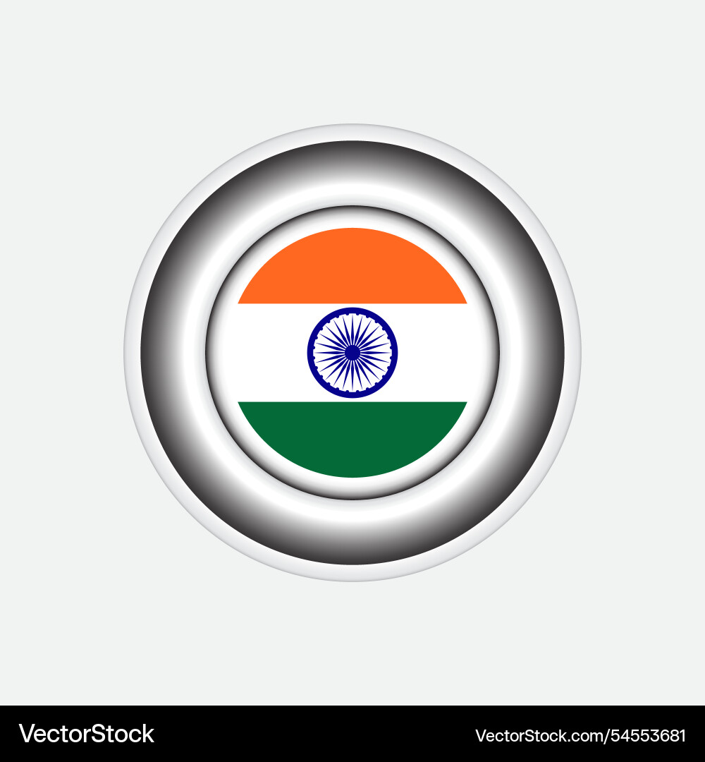 Indian national flag in circle shape with chrome Vector Image