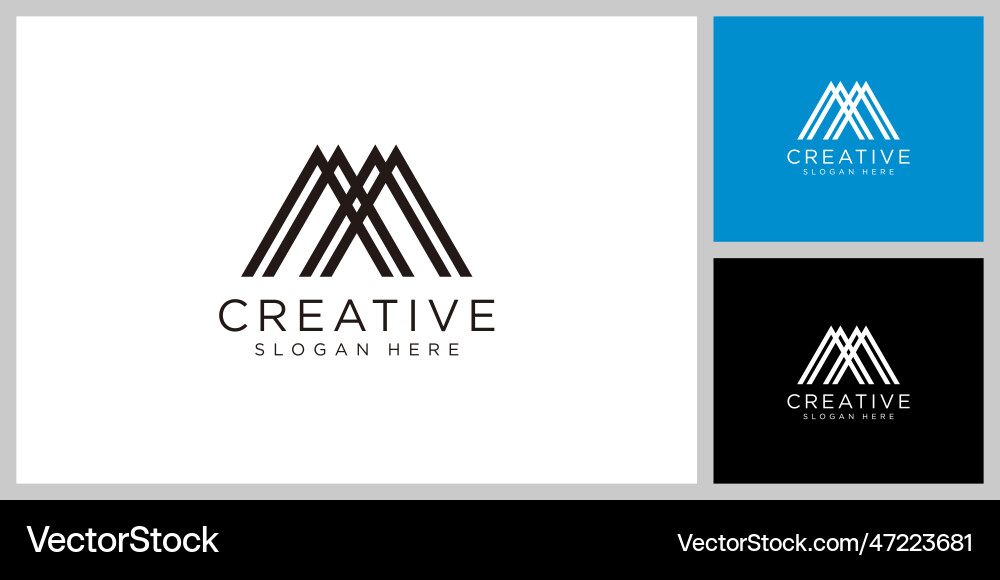 Letter m line logo design linear creative minimal Vector Image