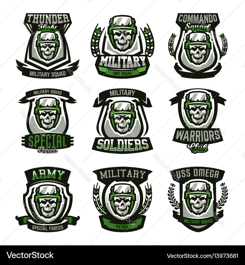 Military Skull Logos & Emblems Royalty Free Vector Image