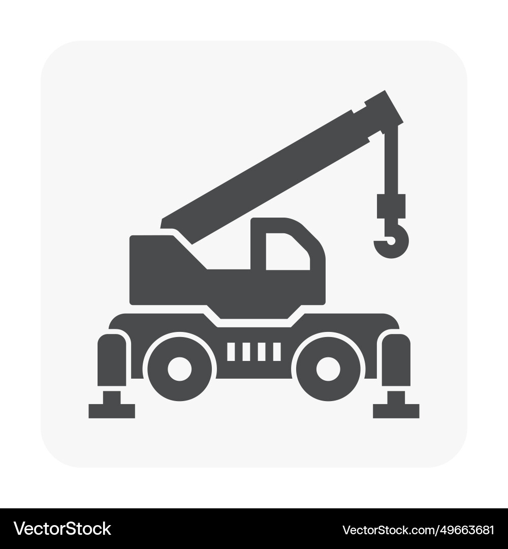 Mobile crane icon black silhouette Royalty Free Vector Image