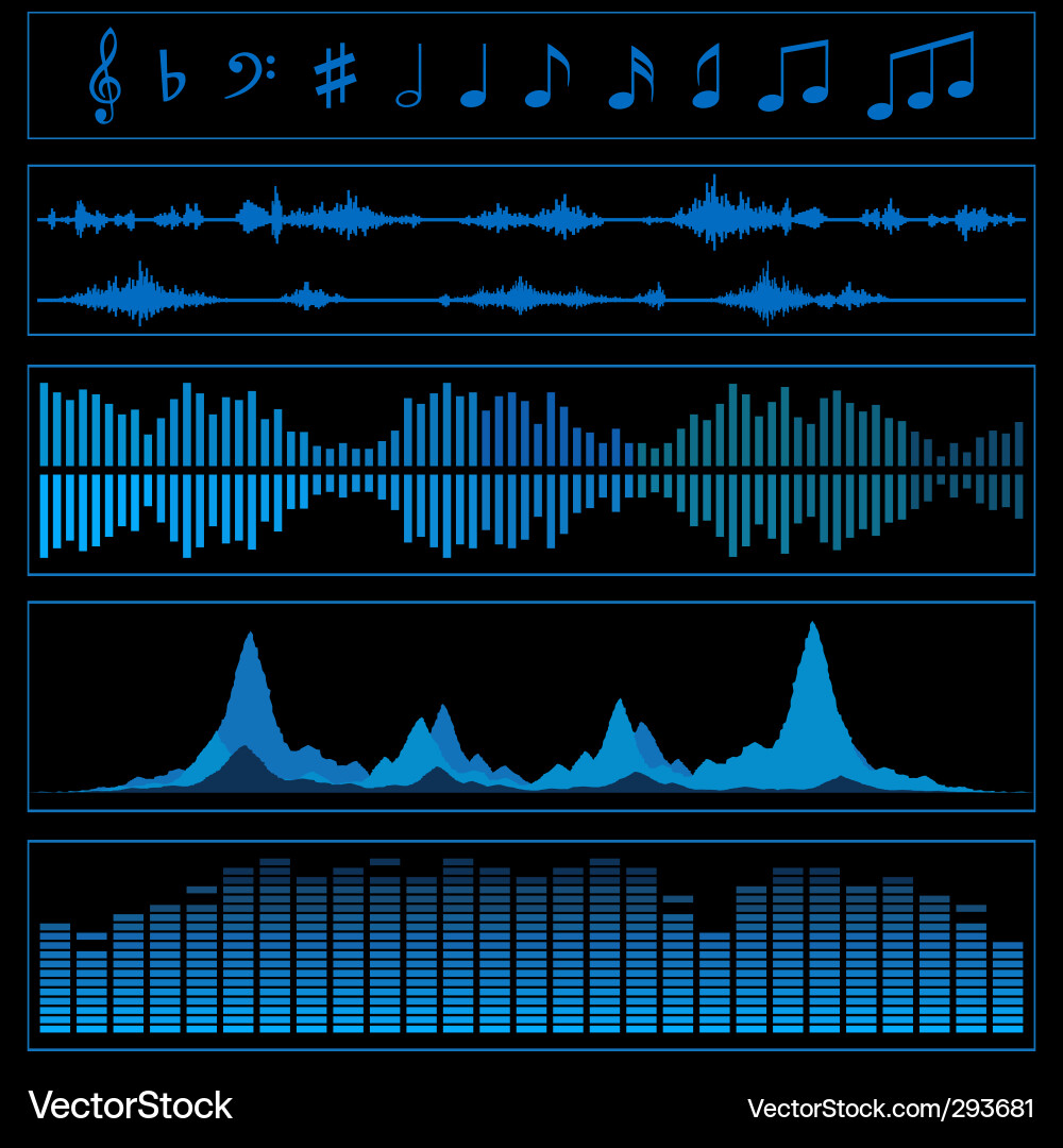 Sound Wave Music Notes Royalty Free Vector Image