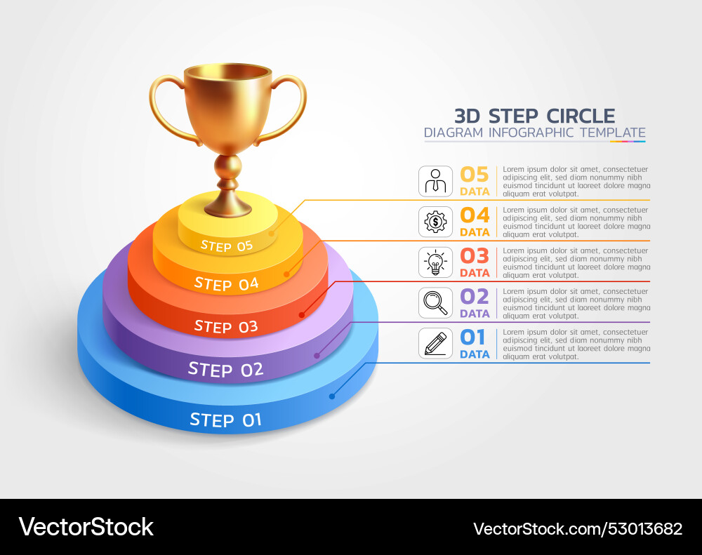 3d gold trophy diagram infographic template Vector Image