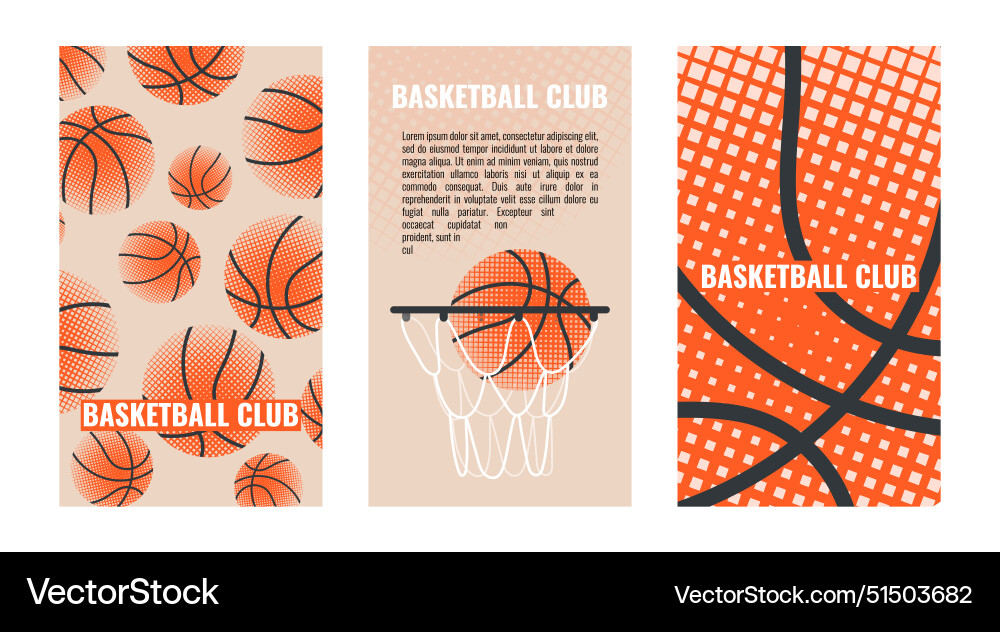 Basketball design cards with balls and text Vector Image