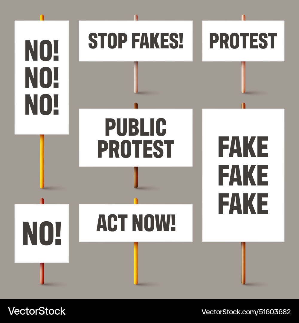 Blank white protest signs with text slogans – Royalty-Free Vector ...