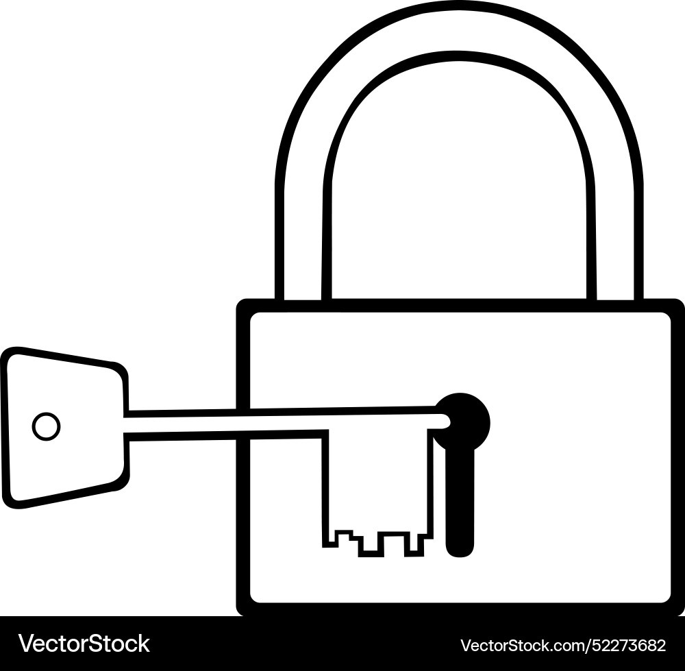Key padlock black and white Royalty Free Vector Image