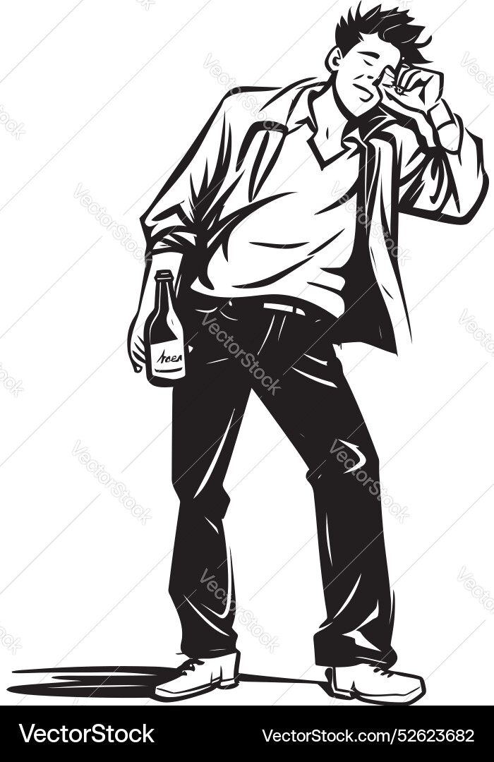 Liquor love drunken man graphics with embraced Vector Image