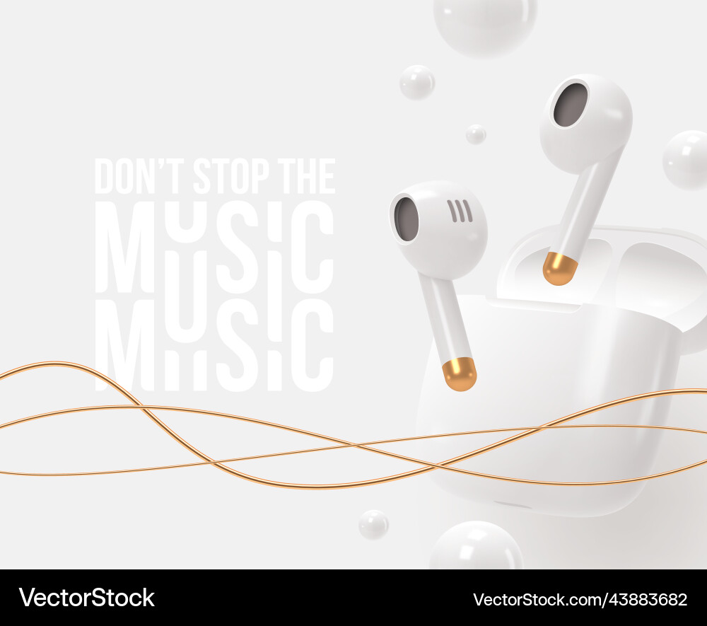 Realistic white portable wireless earphones Vector Image