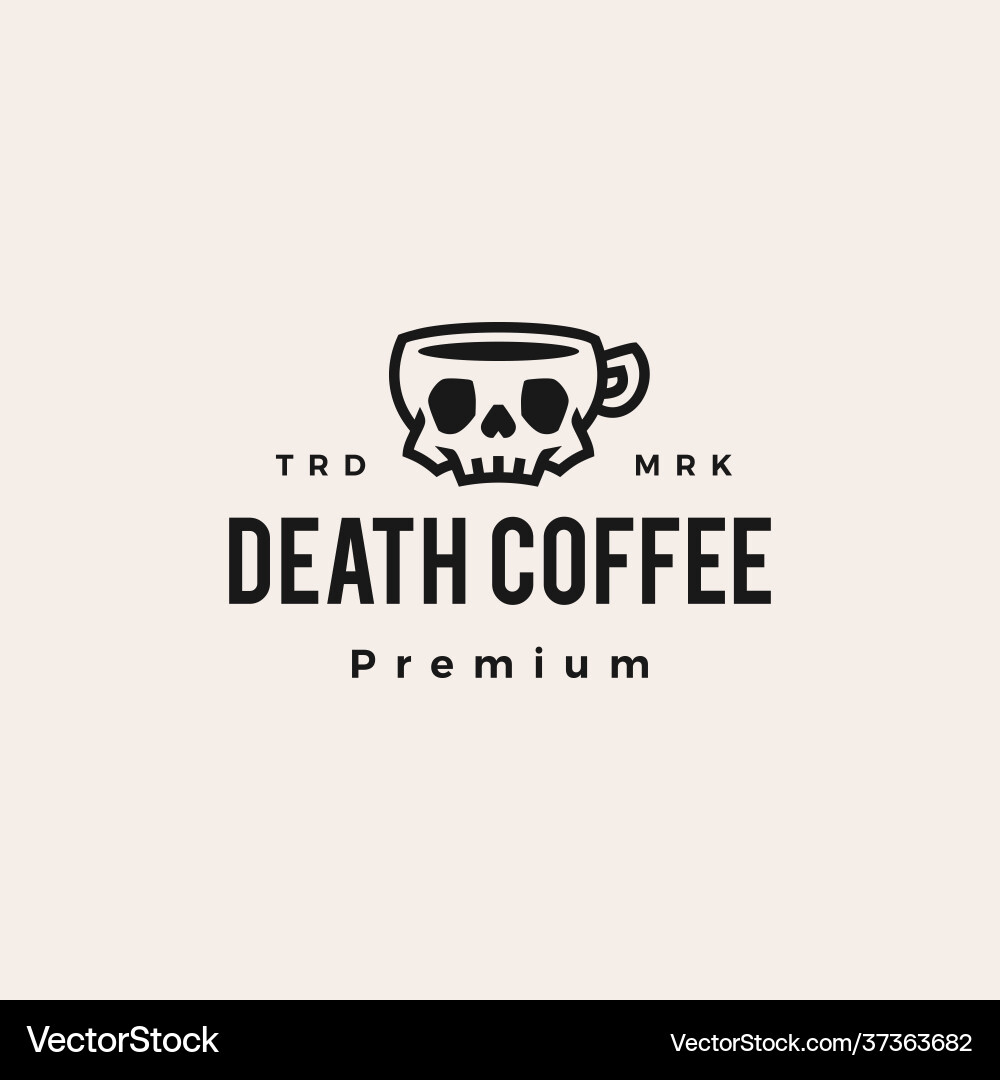 Skull Coffee Logo - Vintage Style Royalty Free Vector Image
